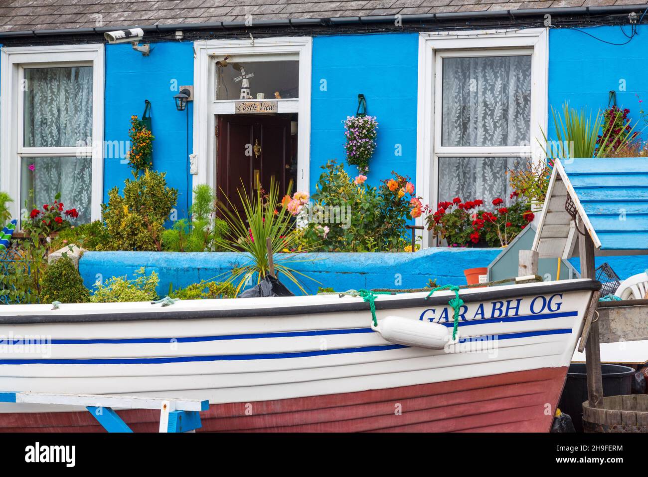 Blue cottage in Bullock Harbour, Dalkey Village, County Dublin, Ireland ...