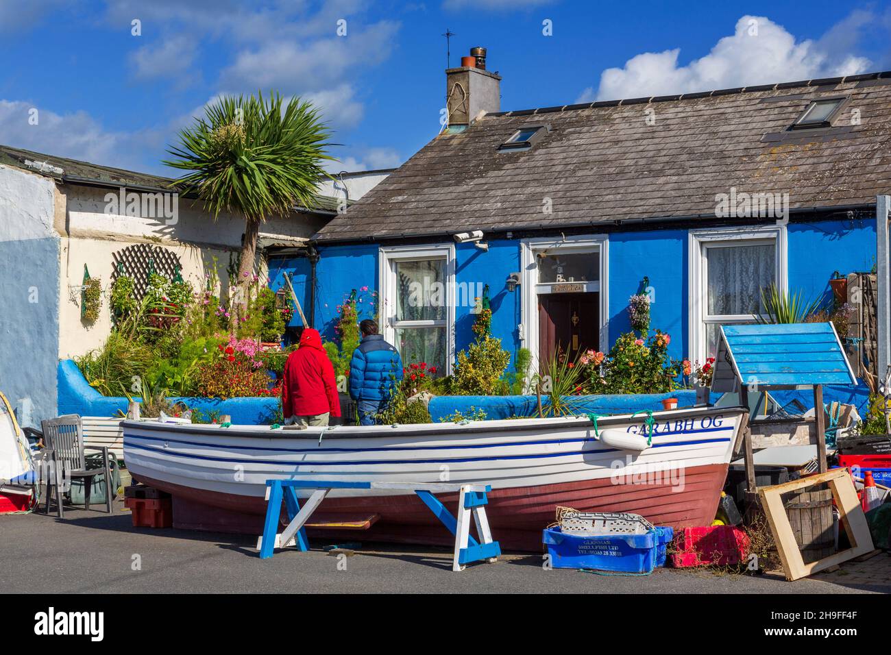 Blue cottage in Bullock Harbour, Dalkey Village, County Dublin, Ireland ...