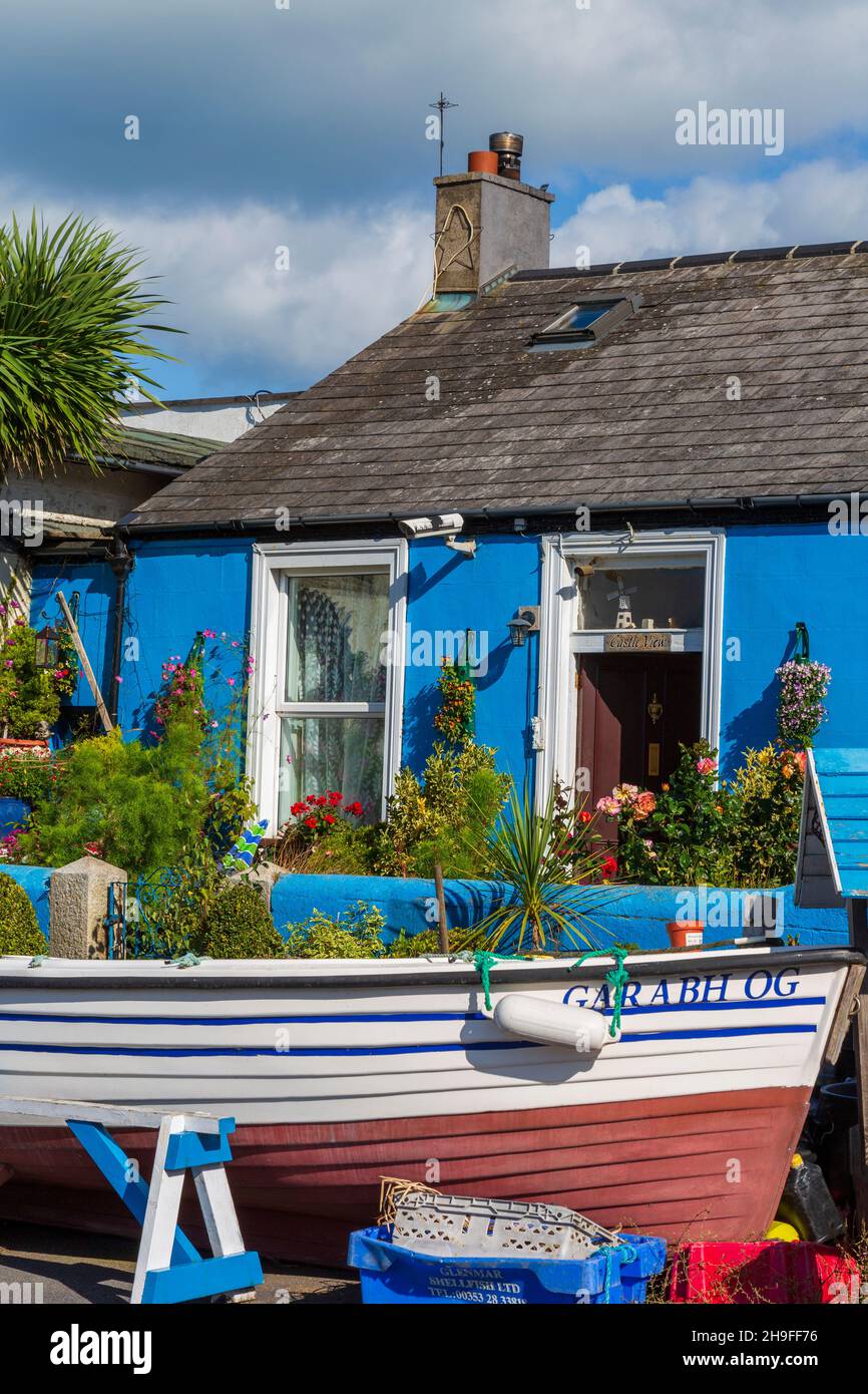 Blue cottage in Bullock Harbour, Dalkey Village, County Dublin, Ireland ...