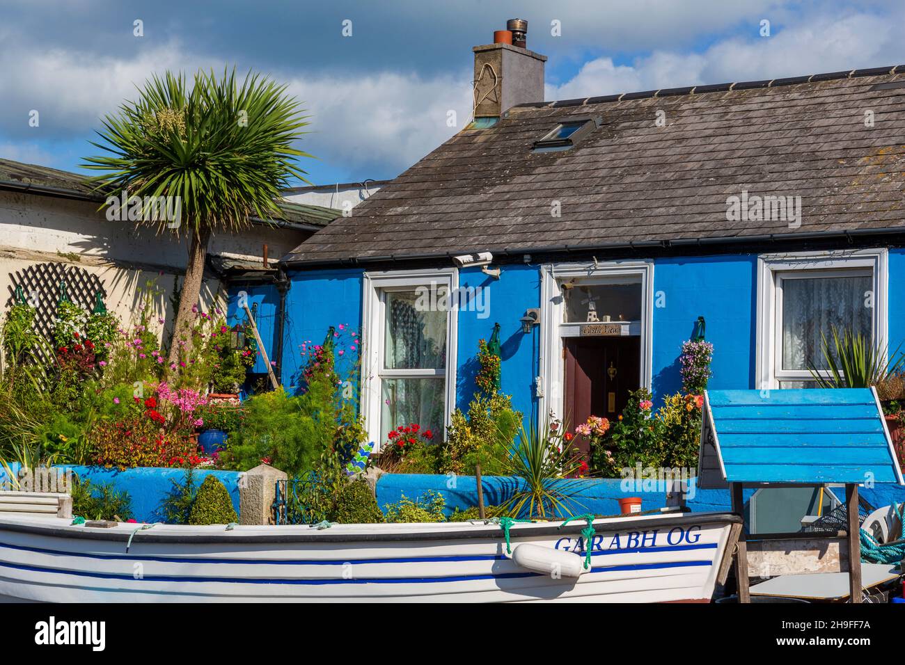 Blue cottage in Bullock Harbour, Dalkey Village, County Dublin, Ireland ...