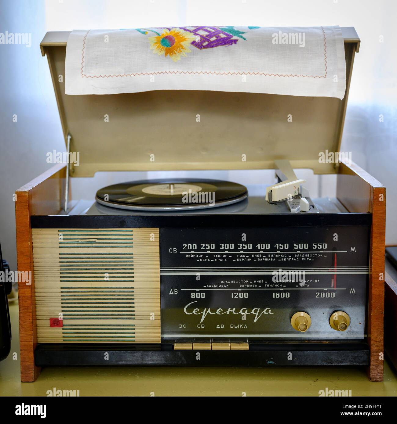 Vintage gramophone record player with a receiver made more than 50 ...