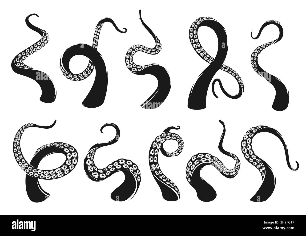 Kraken and octopus tentacle, squid monster tattoo. Sea and ocean ...