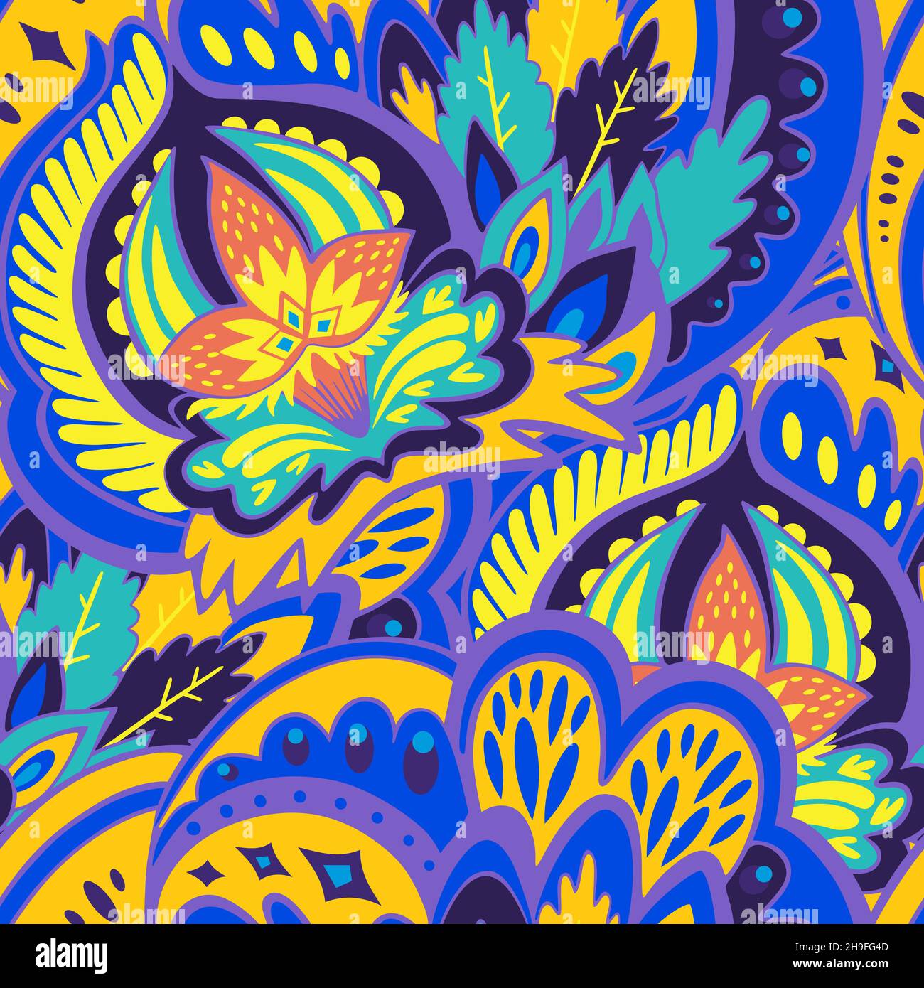Funky colorful seamless psychedelic pattern for design and decoration ...