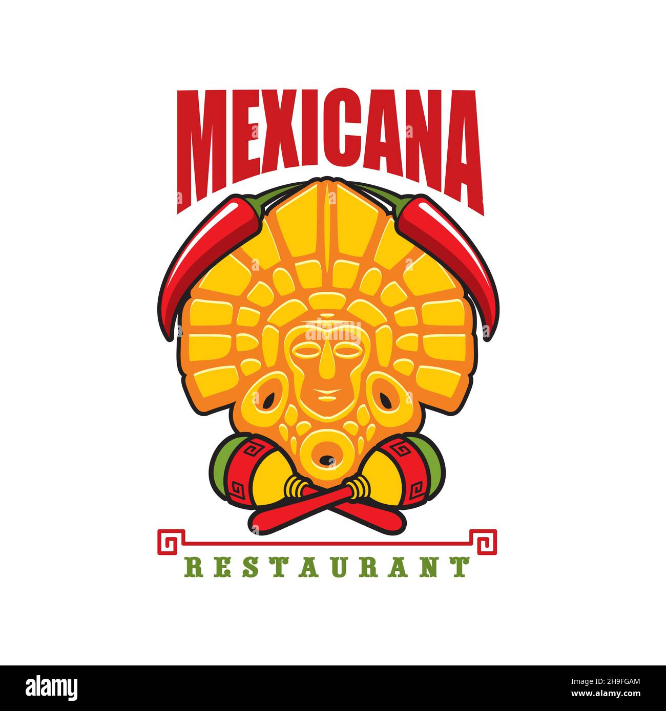 Mexican restaurant icon, vector emblem with jalapeno red chili peppers ...