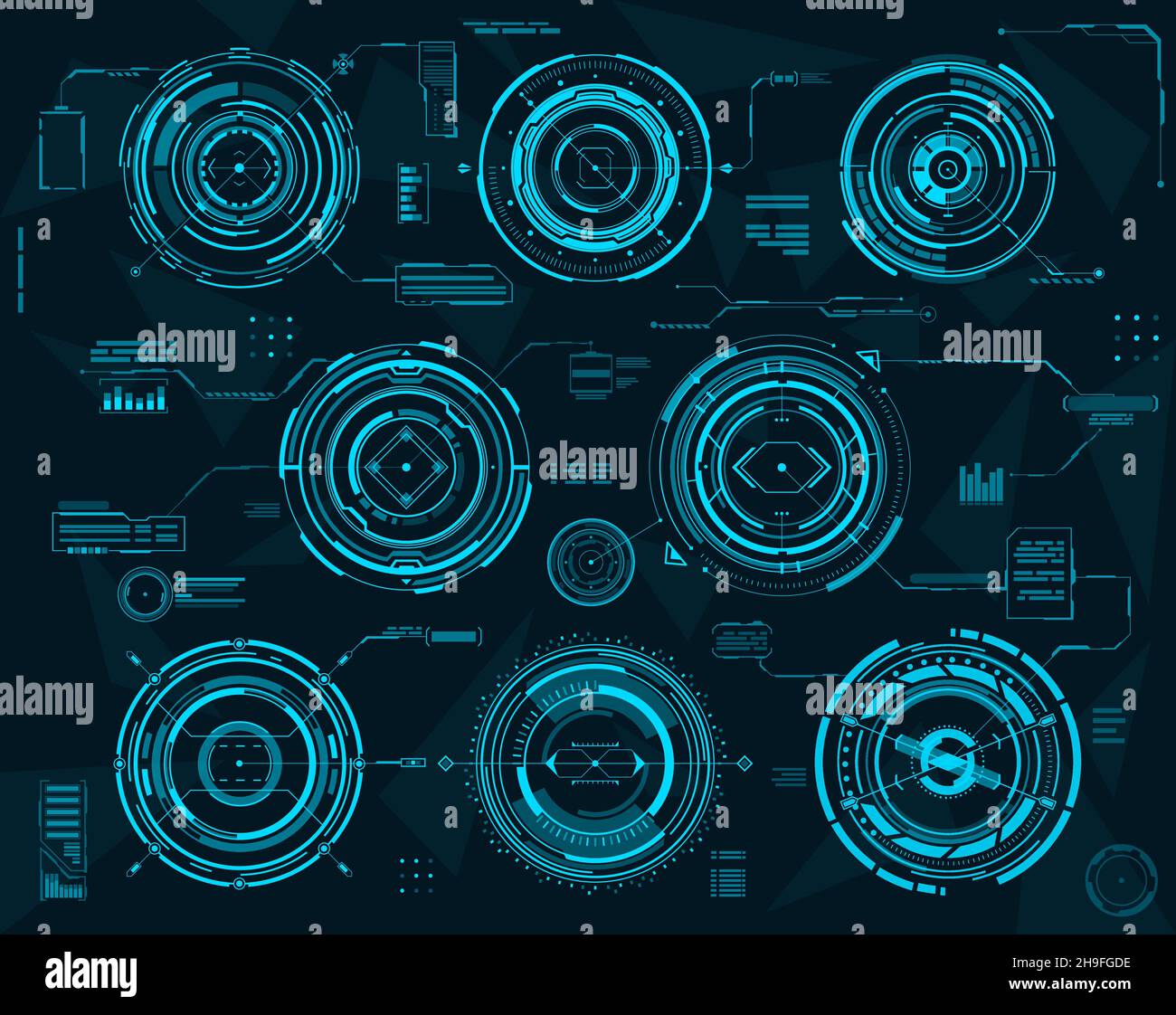 HUD futuristic infographic circular interface vector elements, business visual data. HUD UI with ...