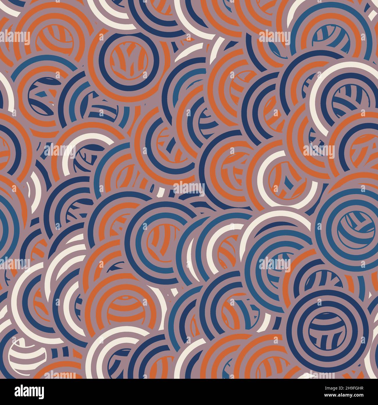 Seamless concentric circle in retro colors surface pattern design for ...