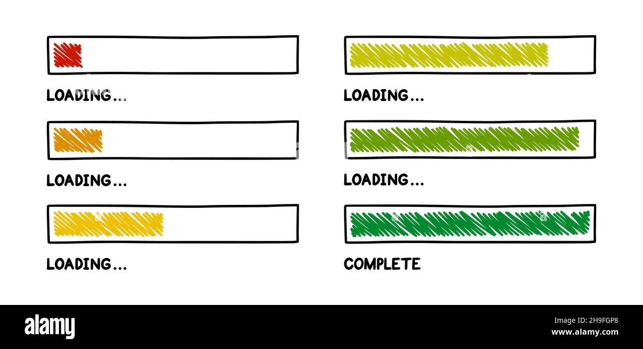 Progress loading bar. Infographics design element with status of completion. Hand drawn vector ...