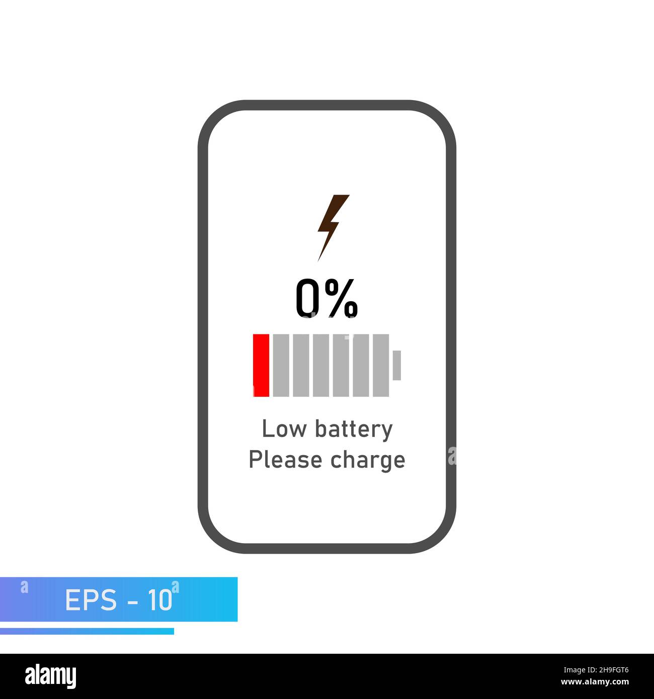 The smartphone battery is completely discharged. The smartphone asks to ...