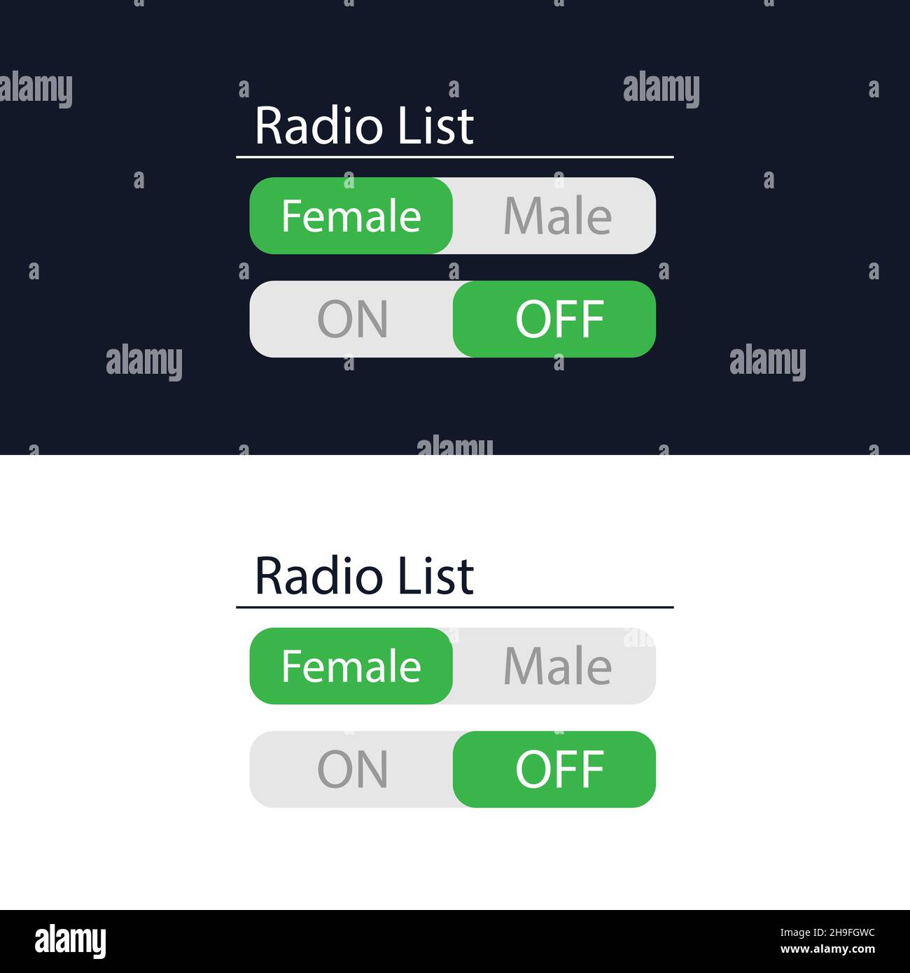 User survey form during registration. Radio sheet is an HTML element of ...