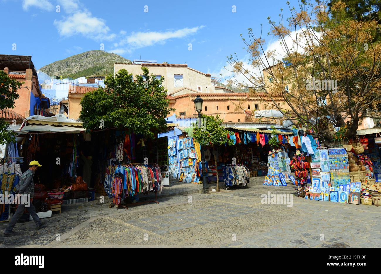 Traditionally blue painted houses in the medina of Chefchaouen in the ...