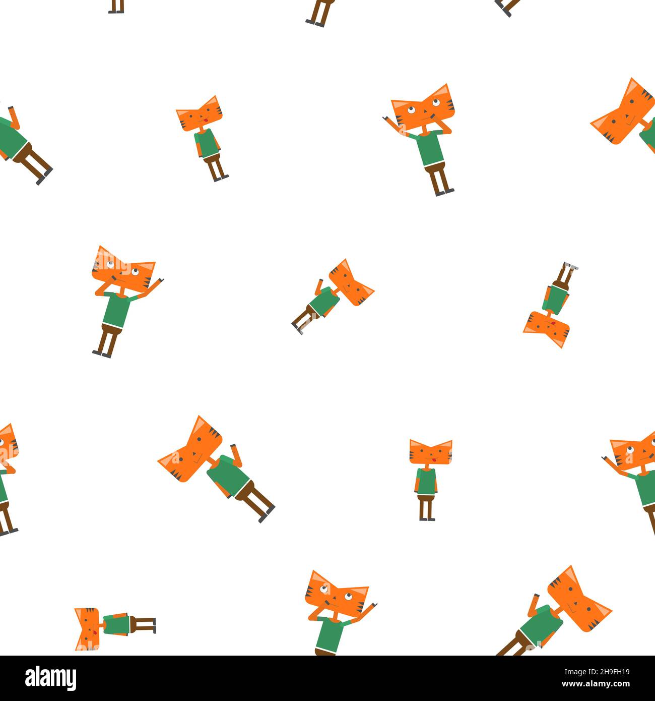 Pattern of Cat or tiger character in orange colors with any emotions ...