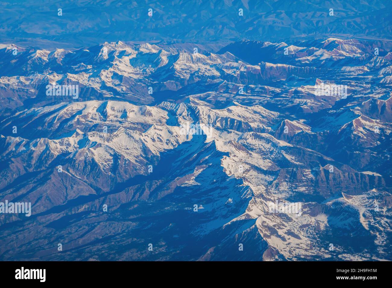 Aerial view of some snowy mountain around Colorado at USA Stock Photo ...