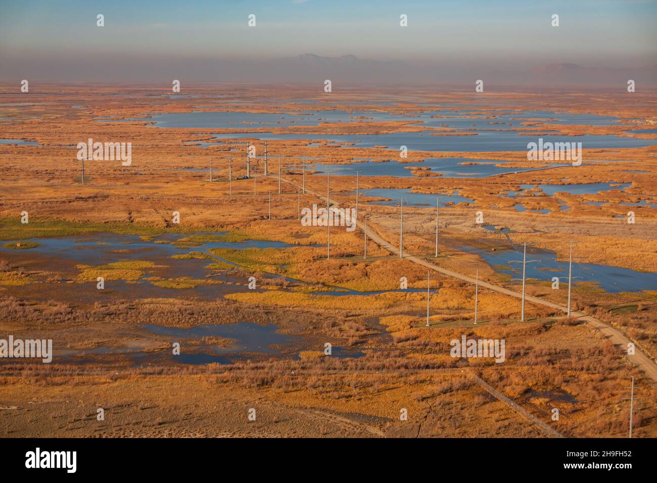 Aerial view of the West Crystal Unit Farmington Bay near airport at ...