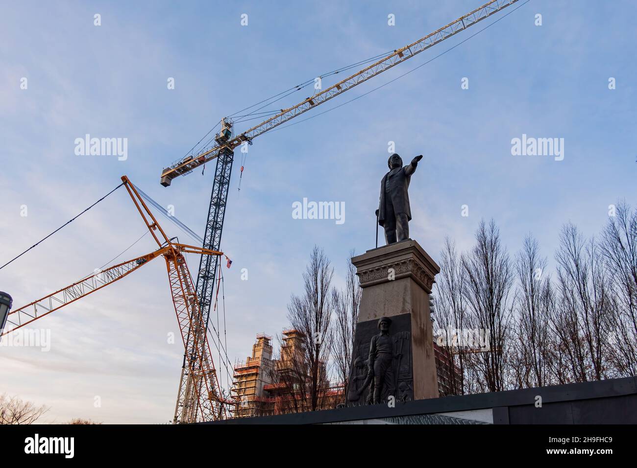 Salt Lake City, DEC 4 2021 - Joseph and Hyrum Smith Statues near the ...