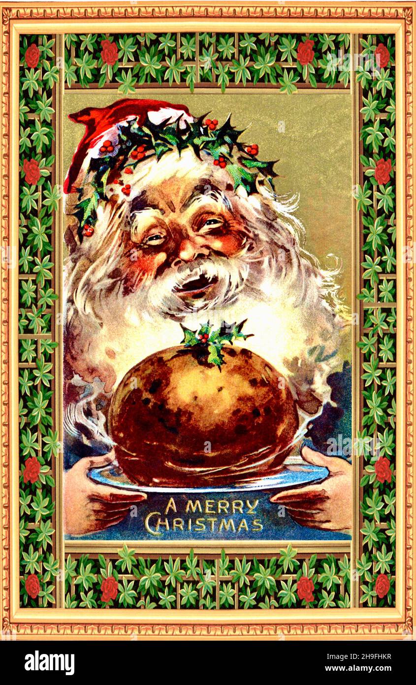 Victorian Christmas - Father Christmas serving up Christmas Pudding ...