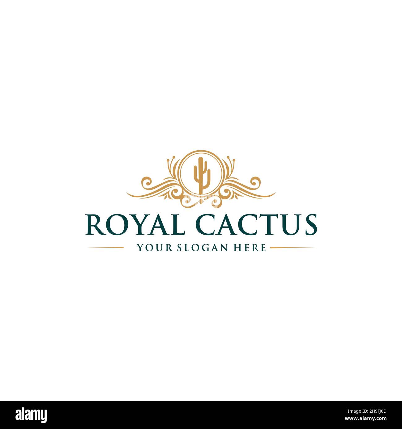 minimalist ROYAL CACTUS circle frame Logo design Stock Vector Image ...