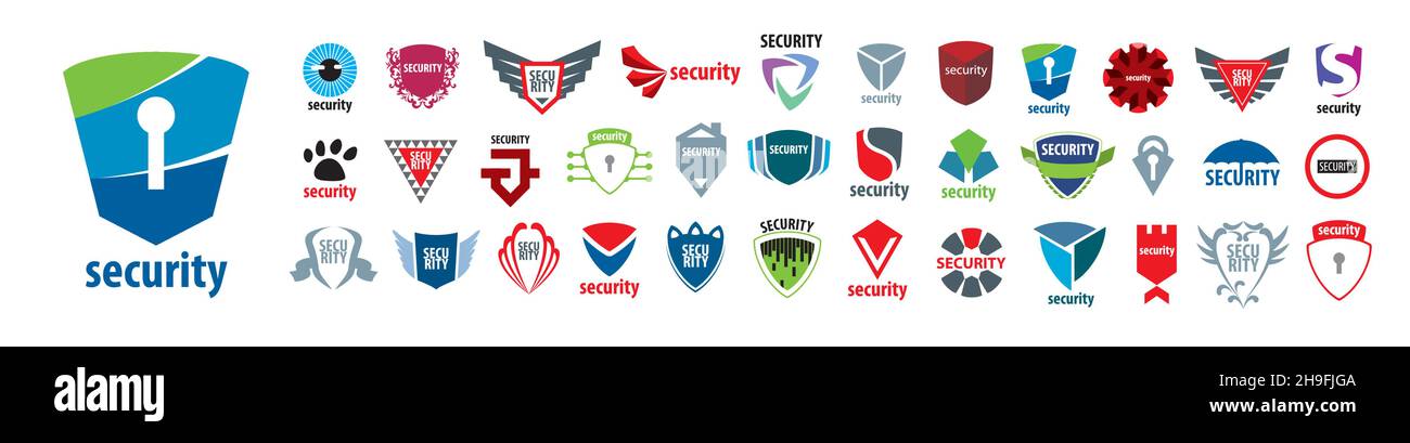 A set of vector logos protection on a white background Stock Vector ...