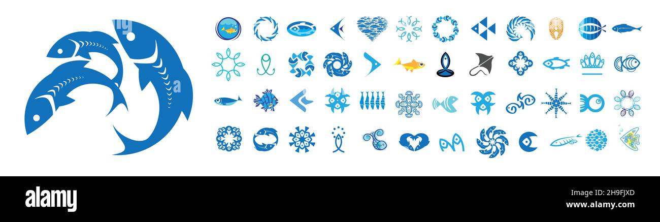 A set of vector fish logos on a white background Stock Vector Image ...