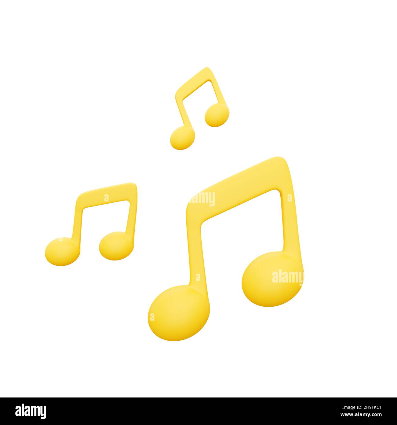 3d render illustration of yellow music note isolated on white ...