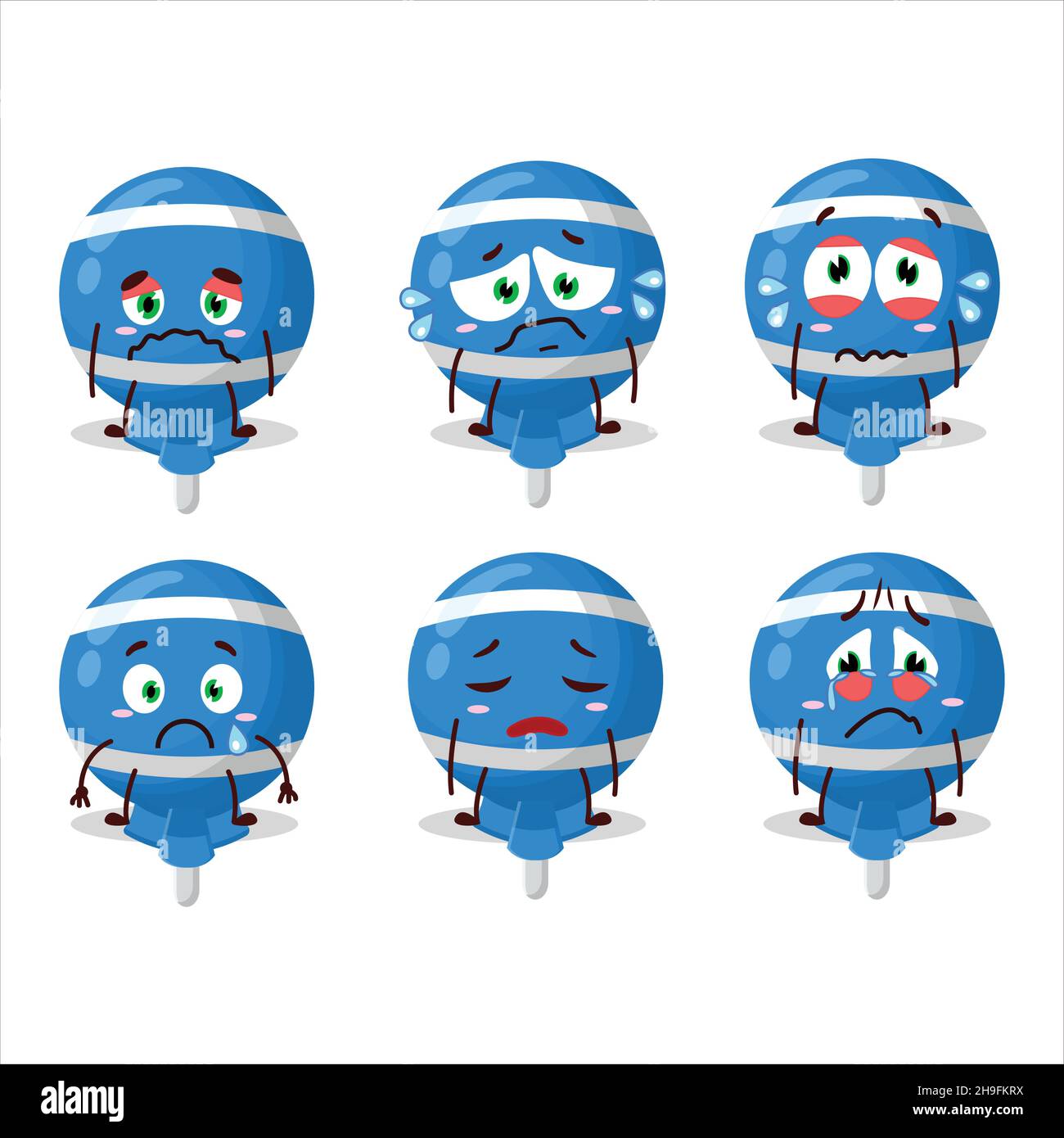 Blue lolipop wrapped cartoon character with sad expression. Vector ...
