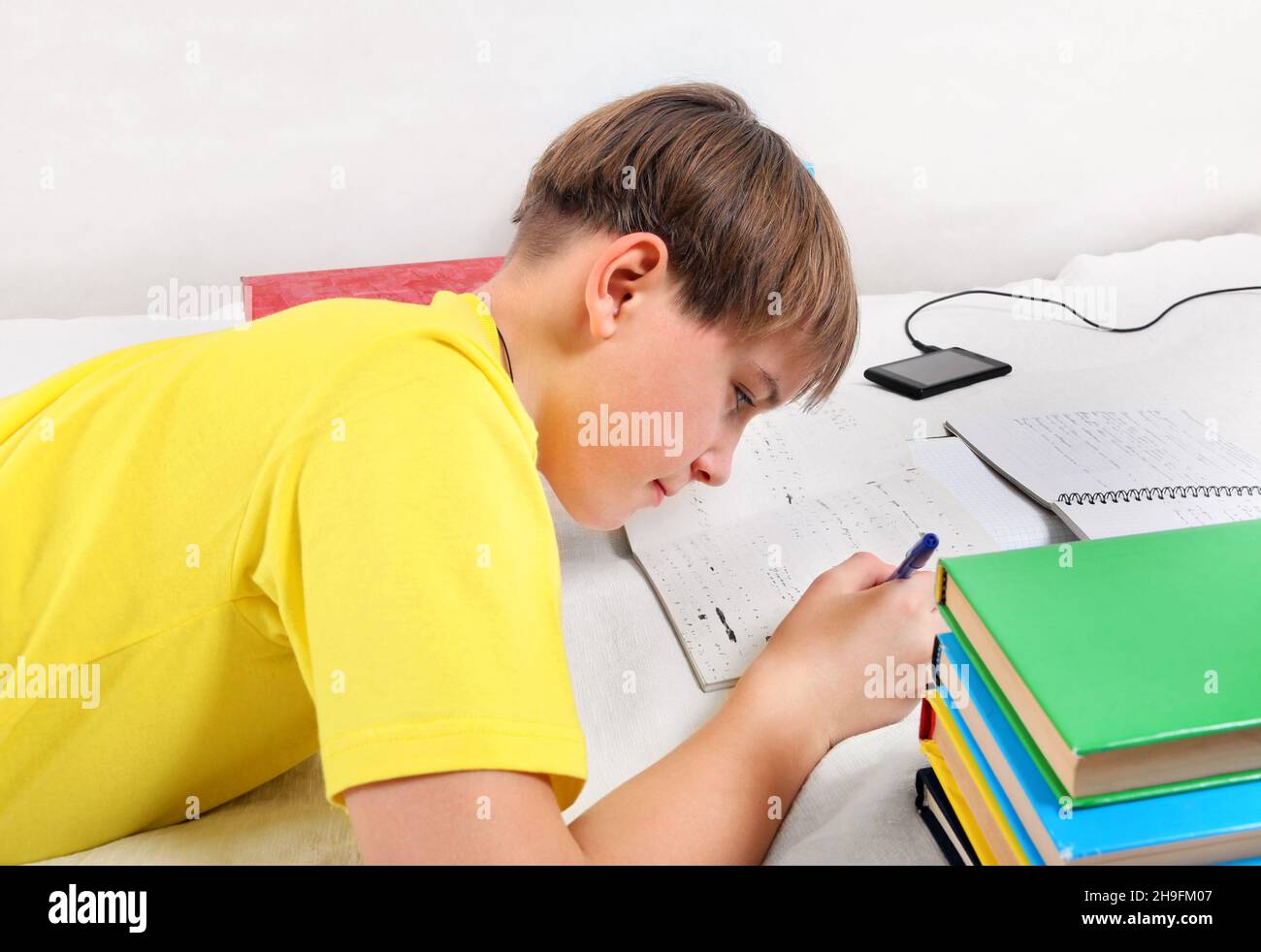 Kid doing Homework at the Home Stock Photo - Alamy