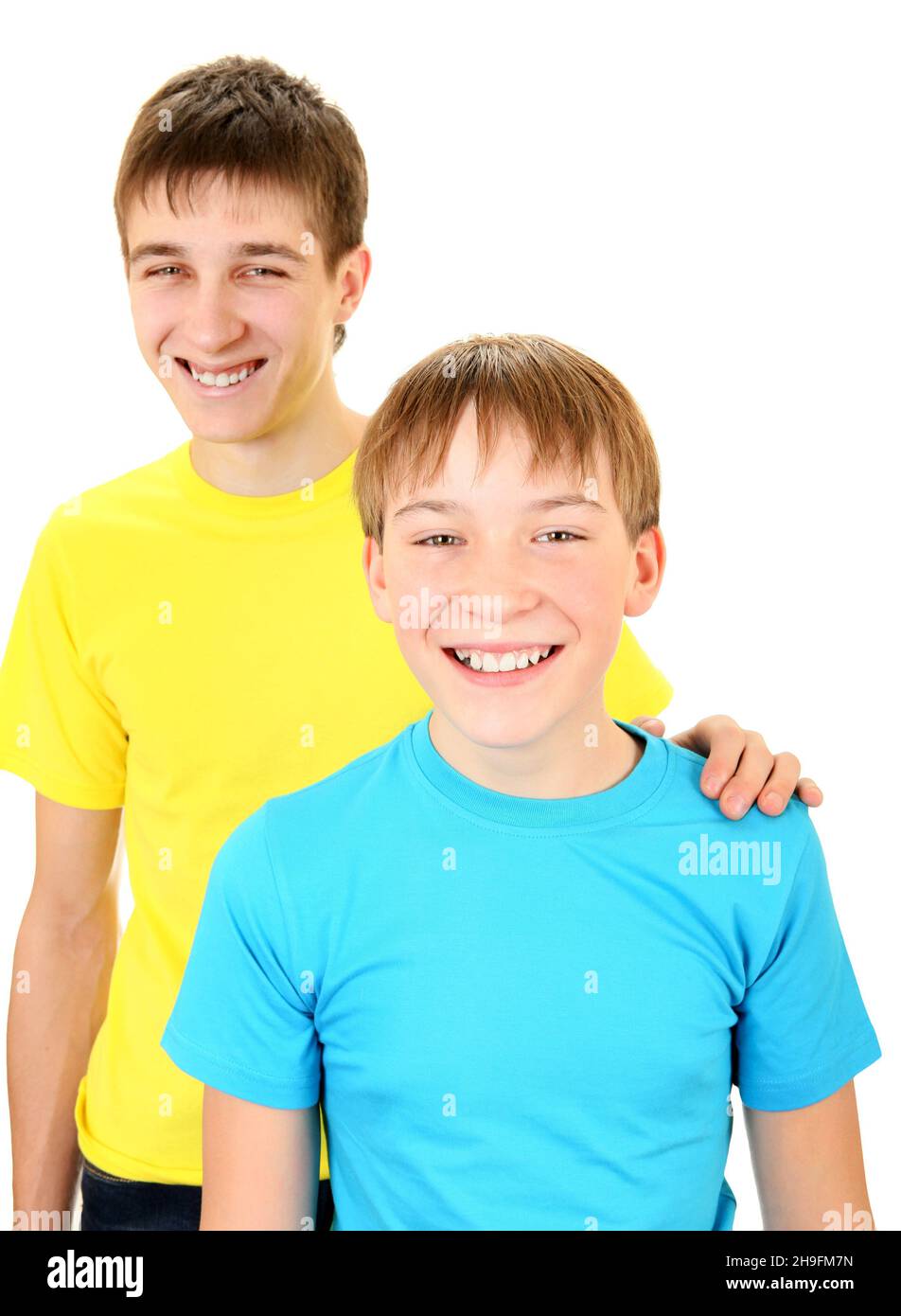 Happy Brothers Portrait on the White Background Stock Photo - Alamy