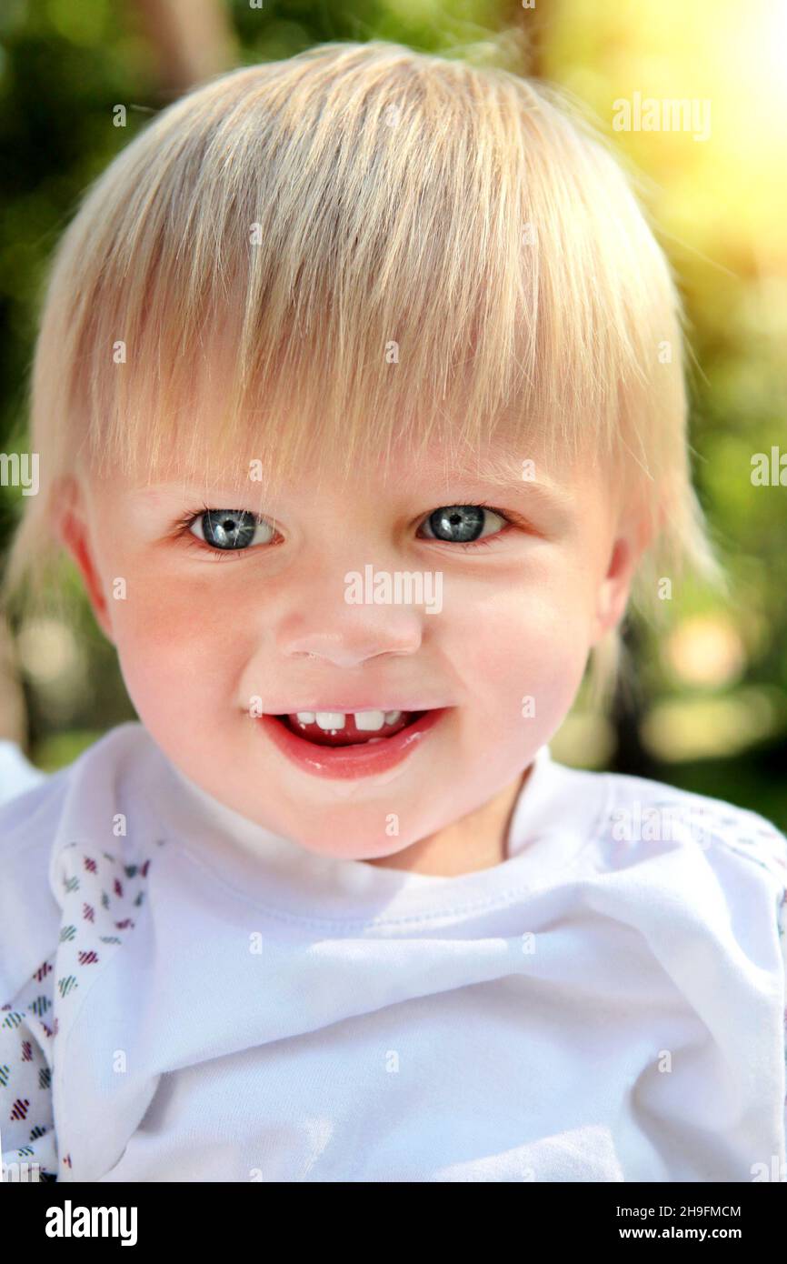 Cheerful Child Portrait at the Summer Park Stock Photo - Alamy