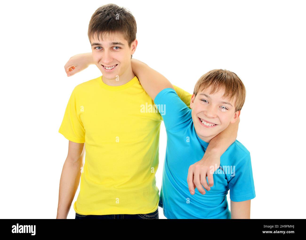 Happy Brothers Portrait on the White Background Stock Photo - Alamy