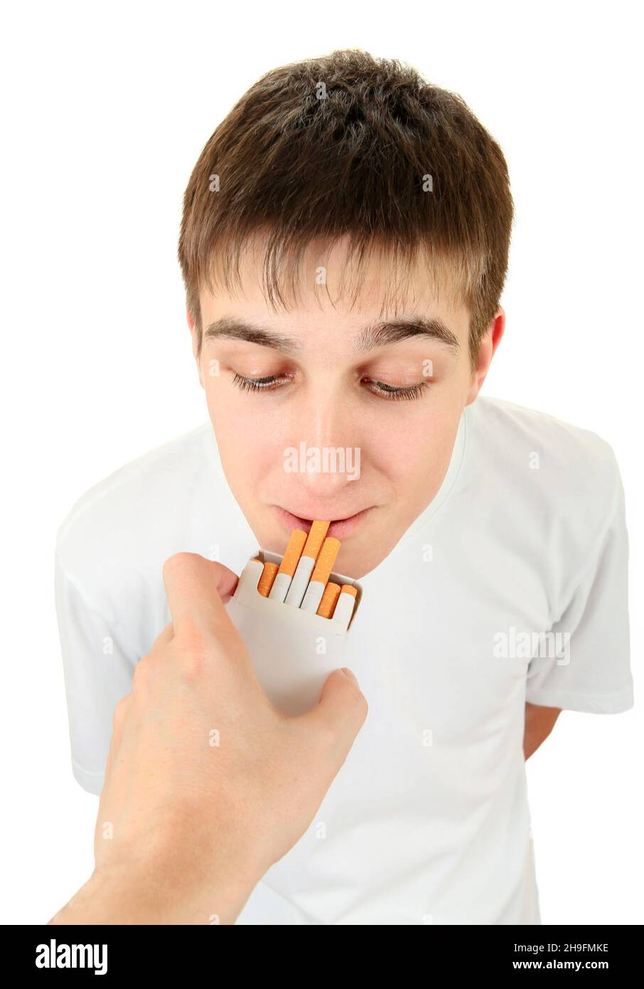 Teenager cigarette on white hi-res stock photography and images - Alamy