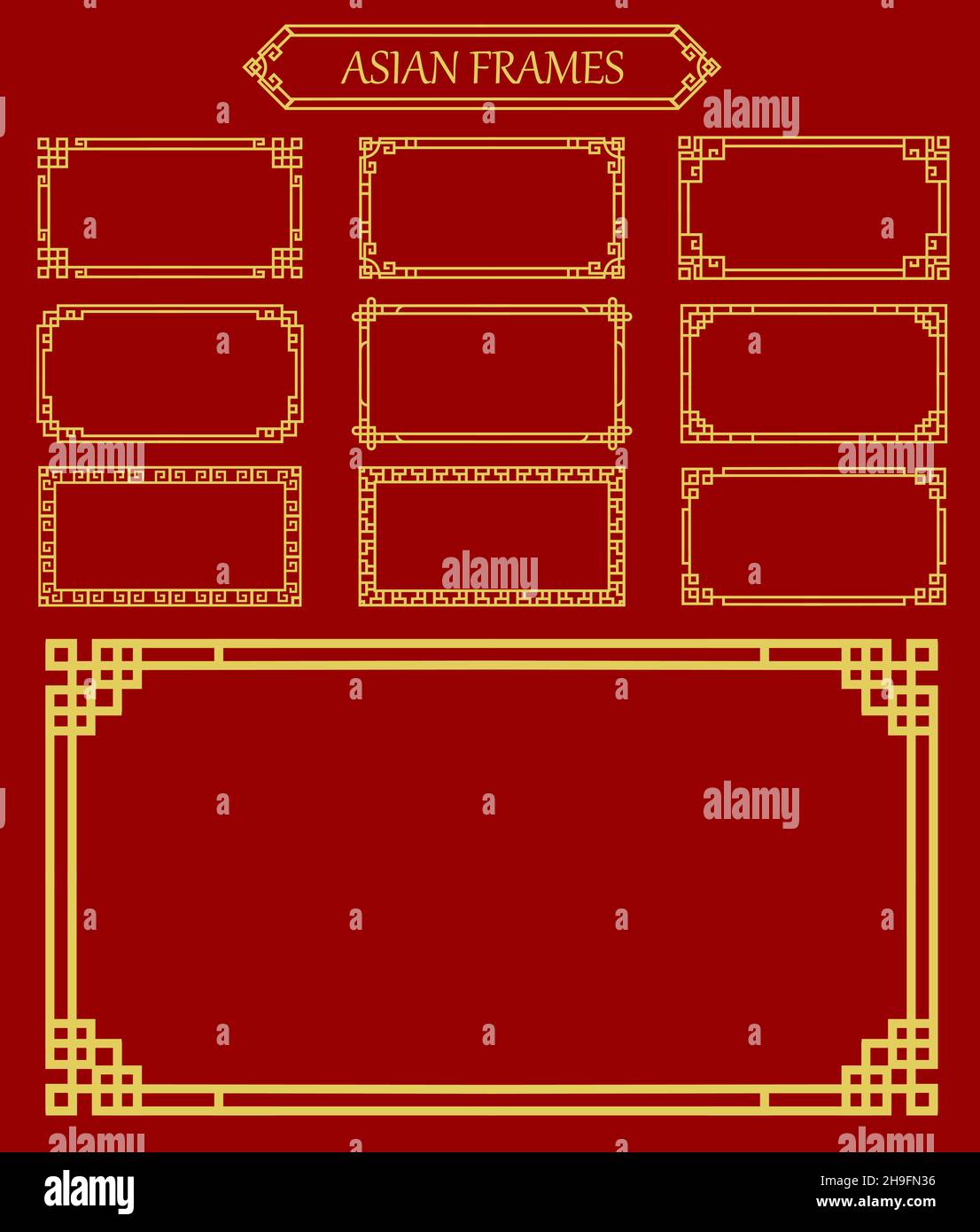 Asian frames and borders, korean, chinese and japanese embellishment ...