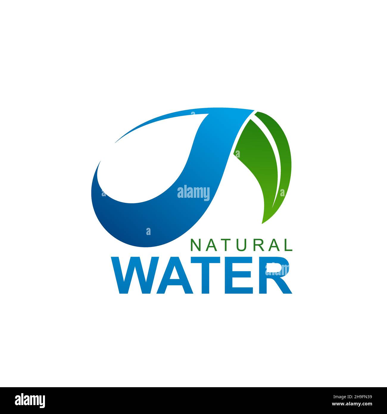 Natural water vector icon with dripping green leaf. Eco nature plant ...