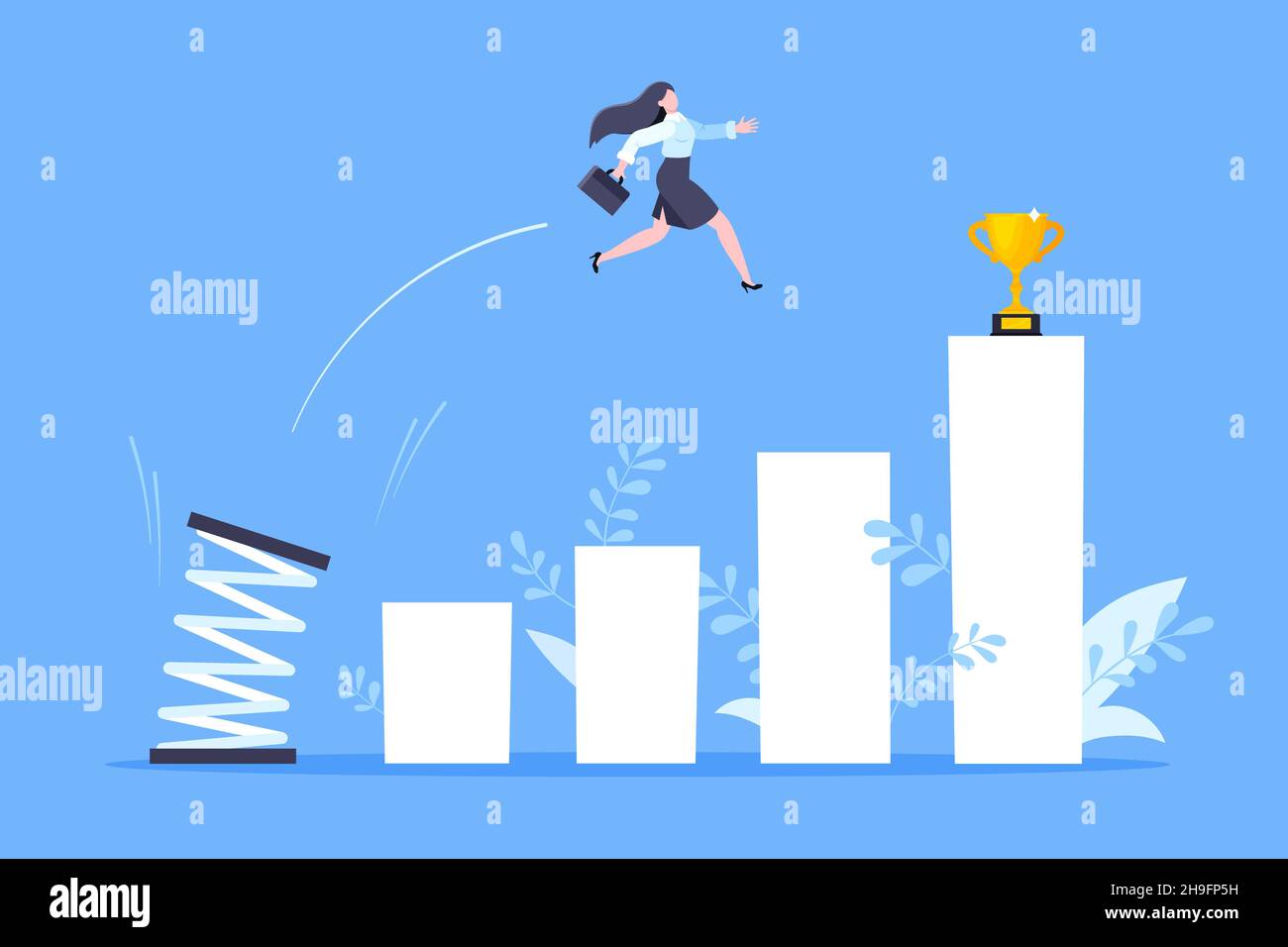 Springboard businessman high jump flat style design vector illustration ...