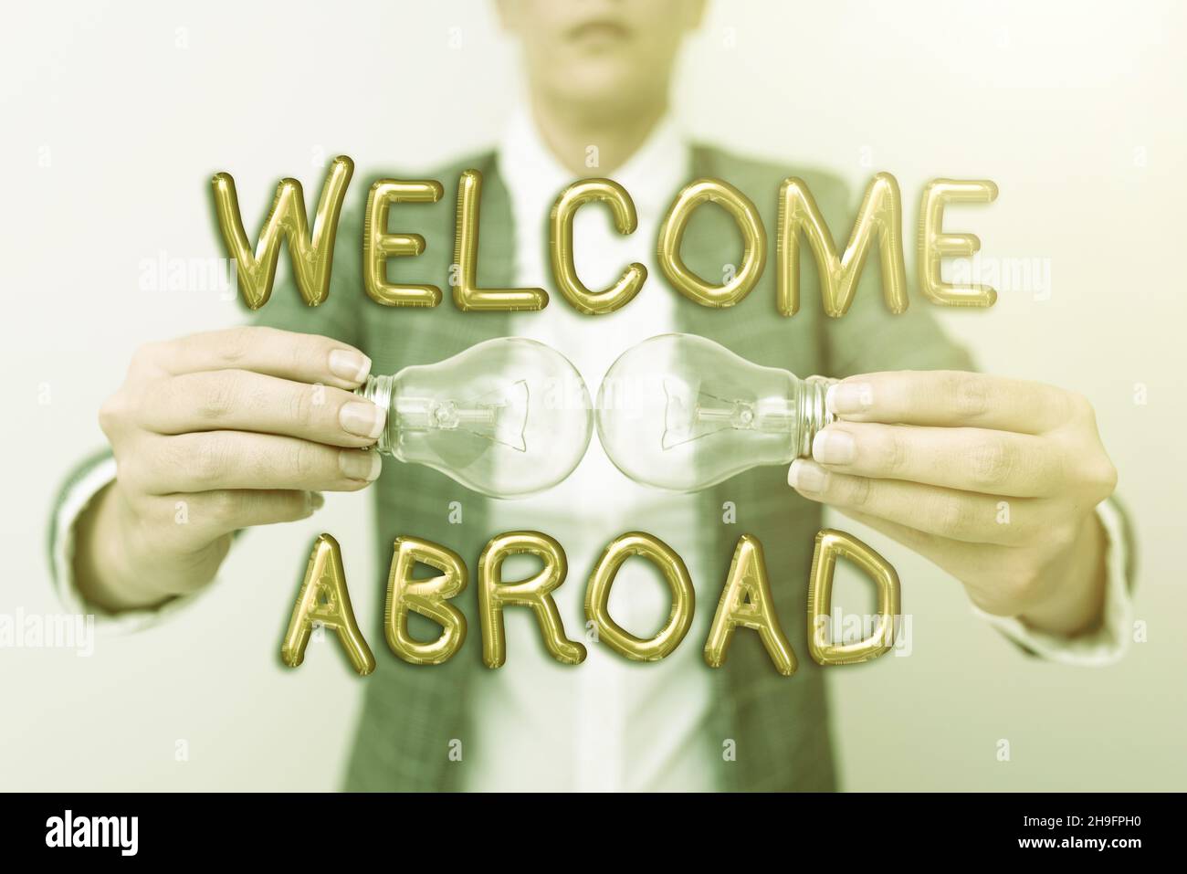 Sign displaying Welcome Abroad. Concept meaning something that you say ...