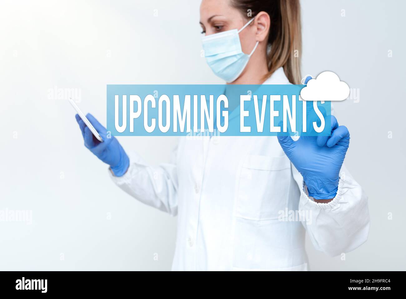 Text caption presenting Upcoming Events. Business showcase thing that ...