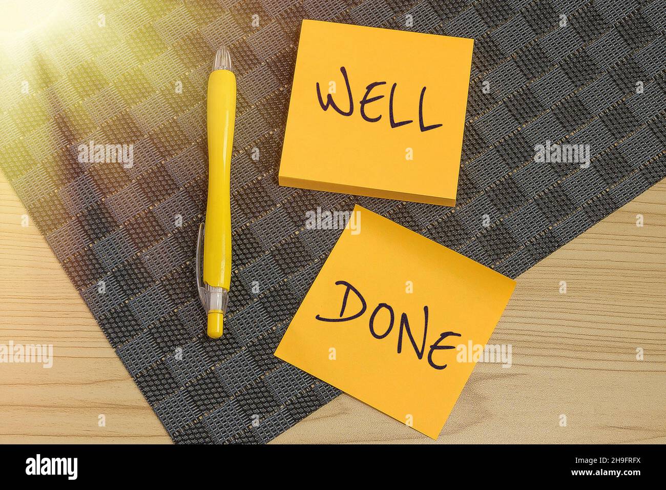 Writing displaying text Well Done. Concept meaning telling person that ...