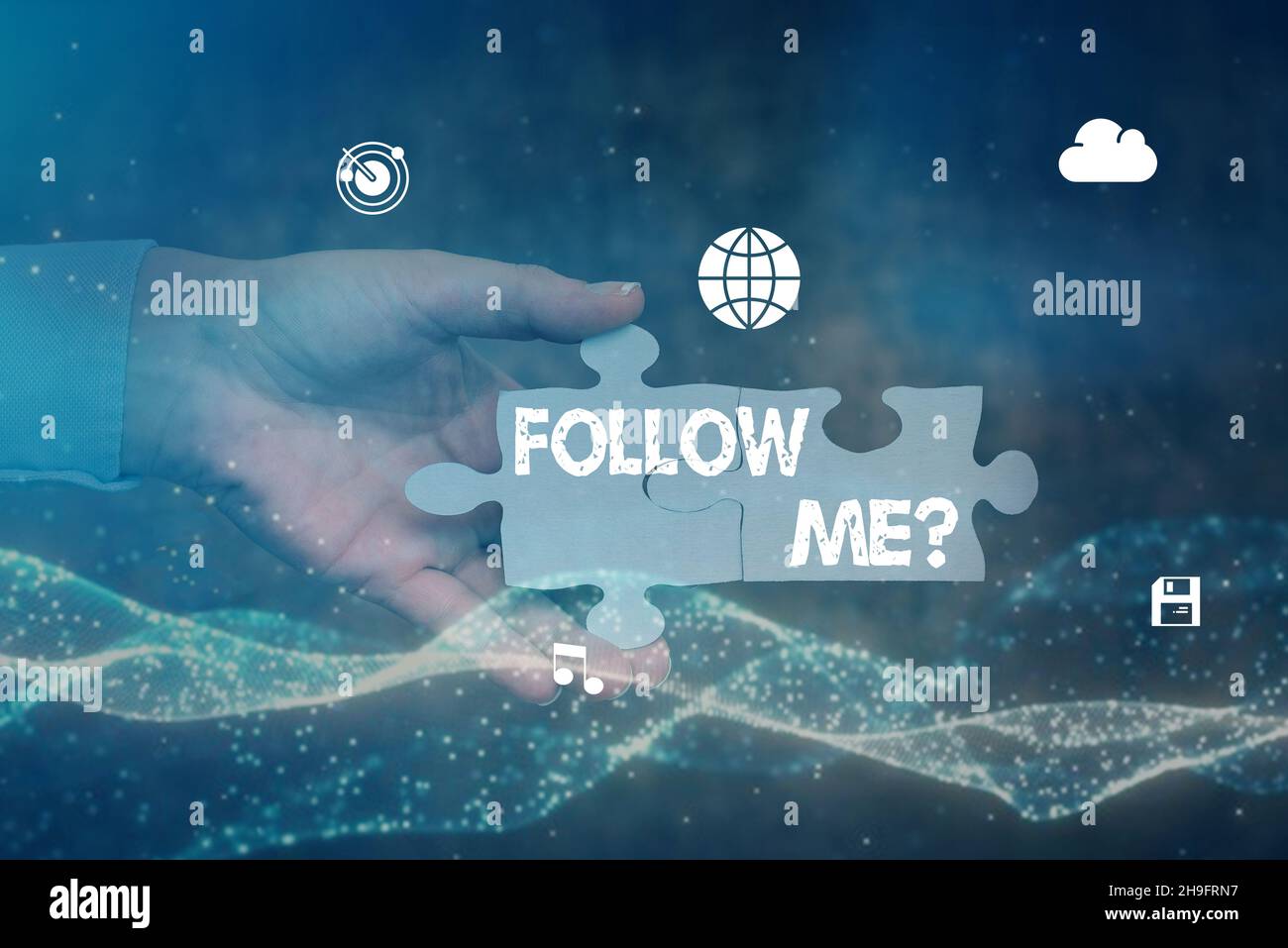 Writing displaying text Follow Me Question. Business approach go or ...