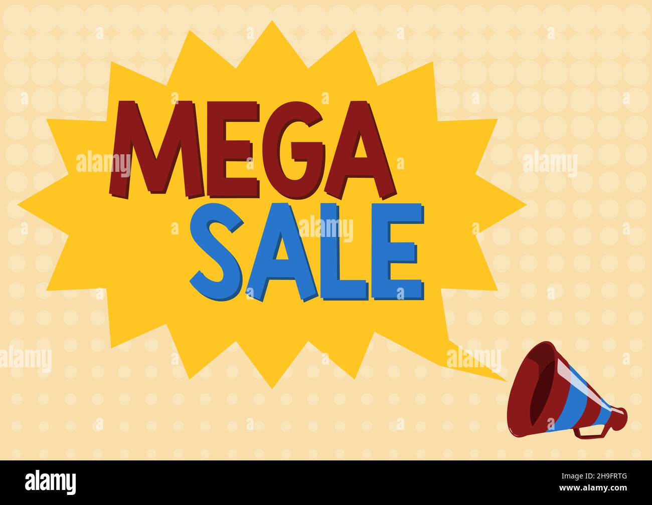 Text caption presenting Mega Sale. Business idea The day full of ...