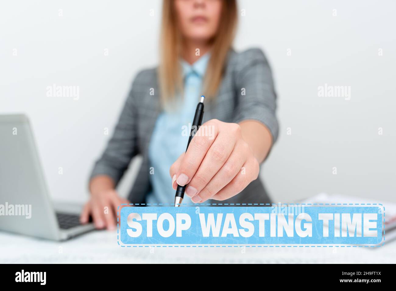 Conceptual caption Stop Wasting Time. Internet Concept advising person ...