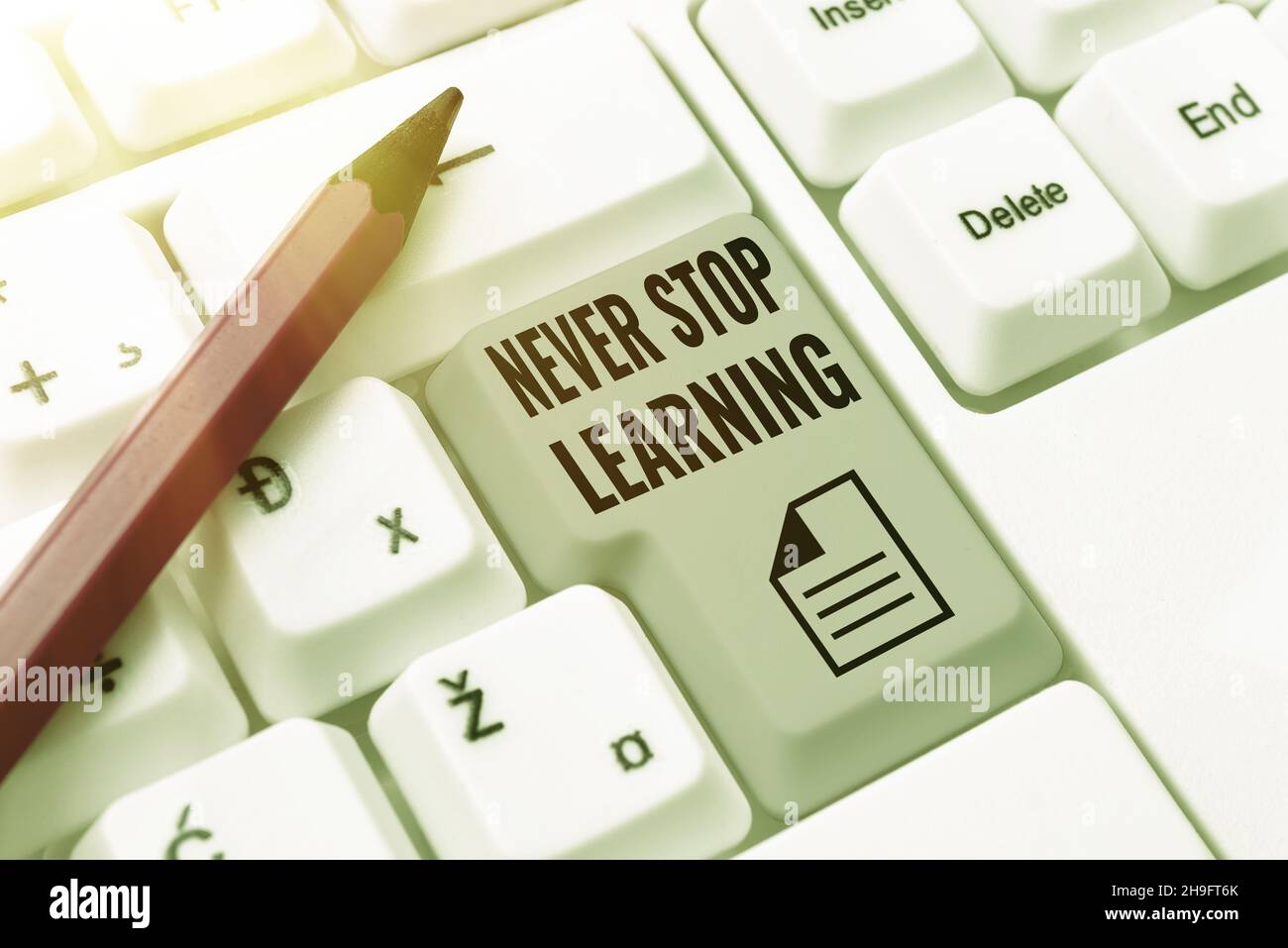 Inspiration showing sign Never Stop Learning. Word for keep on studying ...