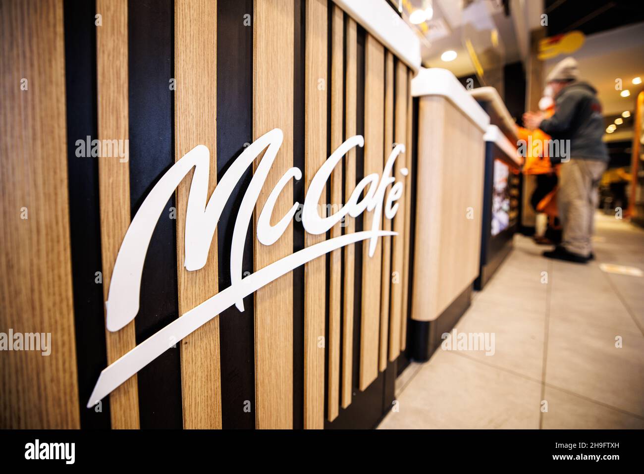 Munich, Germany. 02nd Dec, 2021. The lettering McCafé can be seen in a ...