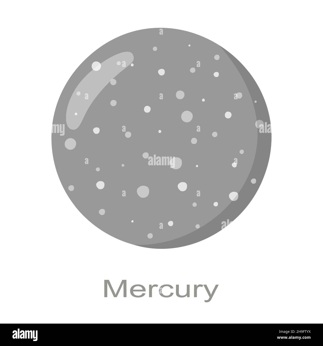 Mercury planet icon with name isolated on white background. Smallest ...