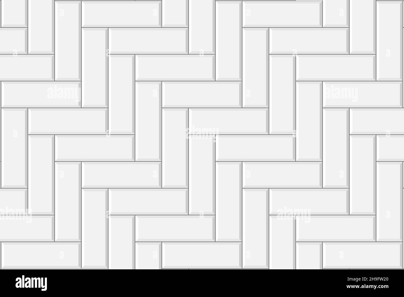 White herringbone tile seamless pattern. Kitchen backsplash or bathroom ...
