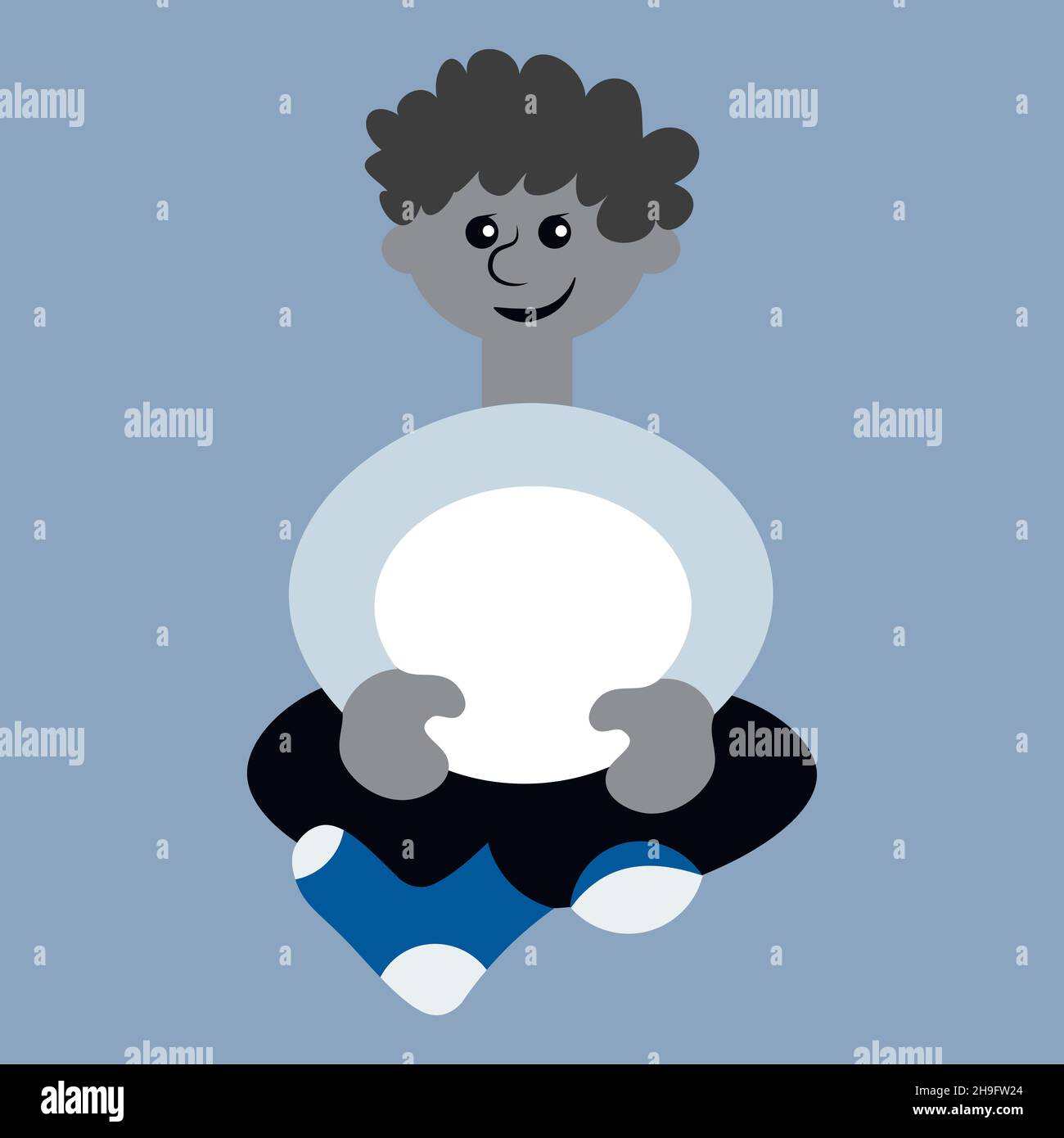 Illustration on a square background - a man sitting cross his legs - a ...