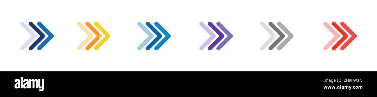 Colourful arrows set isolated on white background. UI and web Stock ...