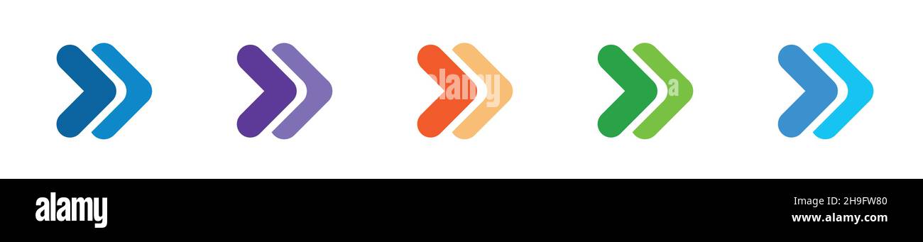 Colourful modern arrows set isolated on white background. UI and web ...
