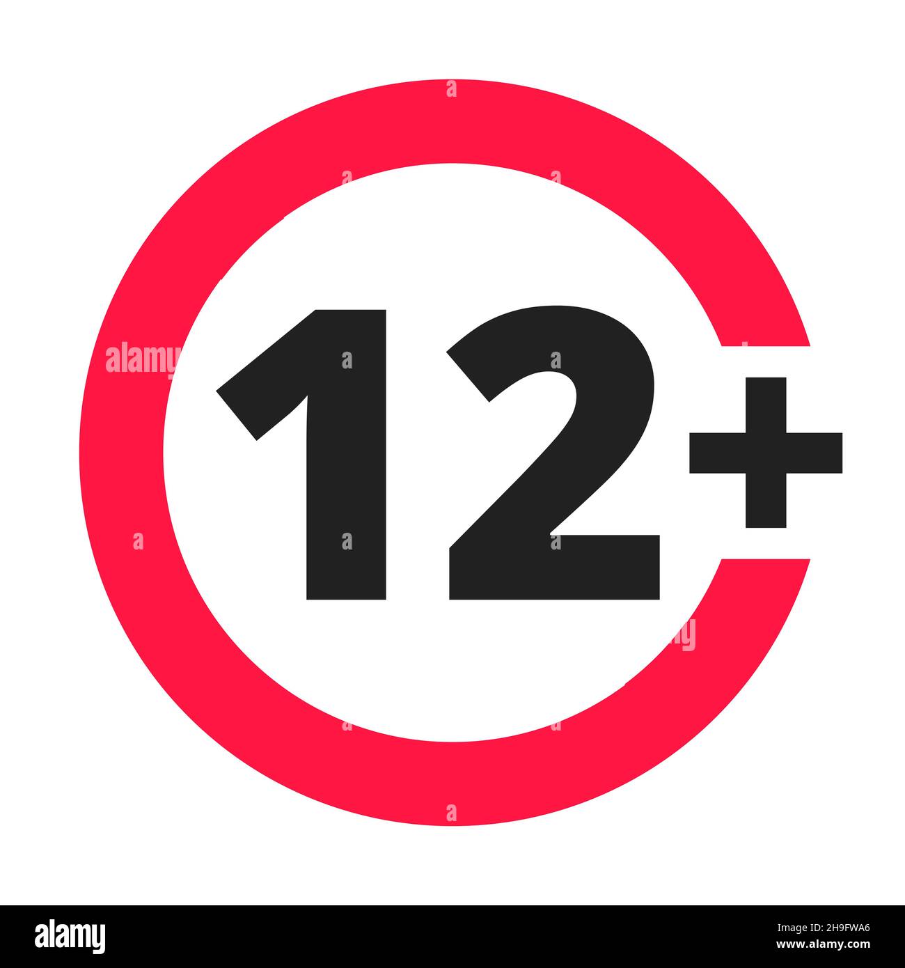 Over 12 years old plus forbidden round icon sign vector illustration ...