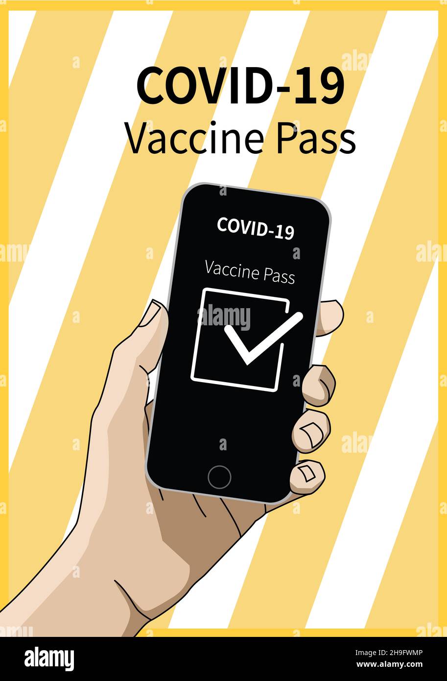Covid-19 Vaccine pass illustration. vaccination certificate design ...