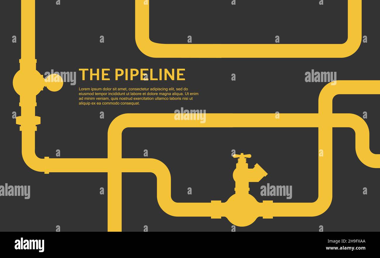 Pipeline infographic. Oil or gas flat design with black background ...