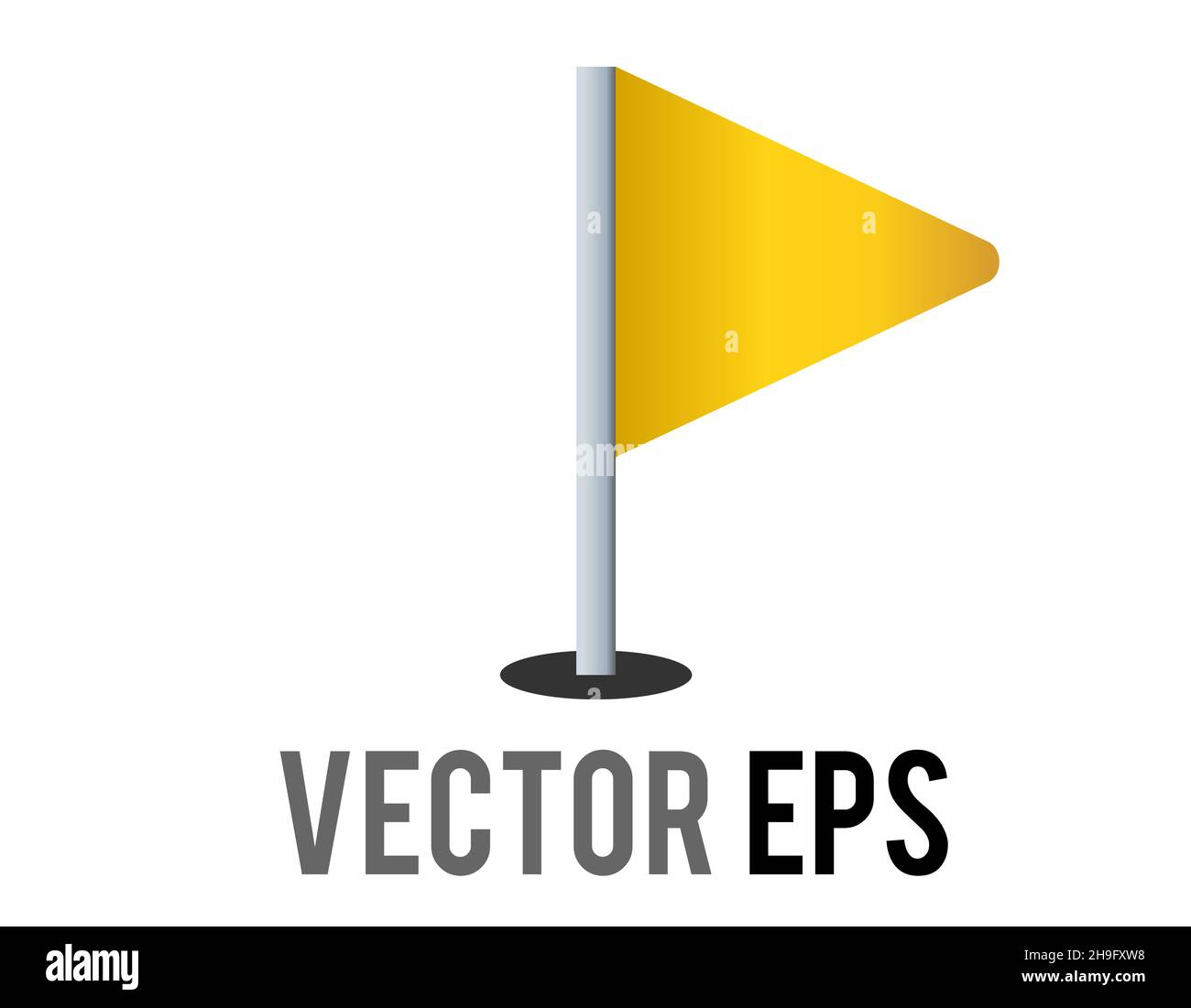 The isolated vector triangular gradient yellow flag icon with silver pole. Most commonly ...