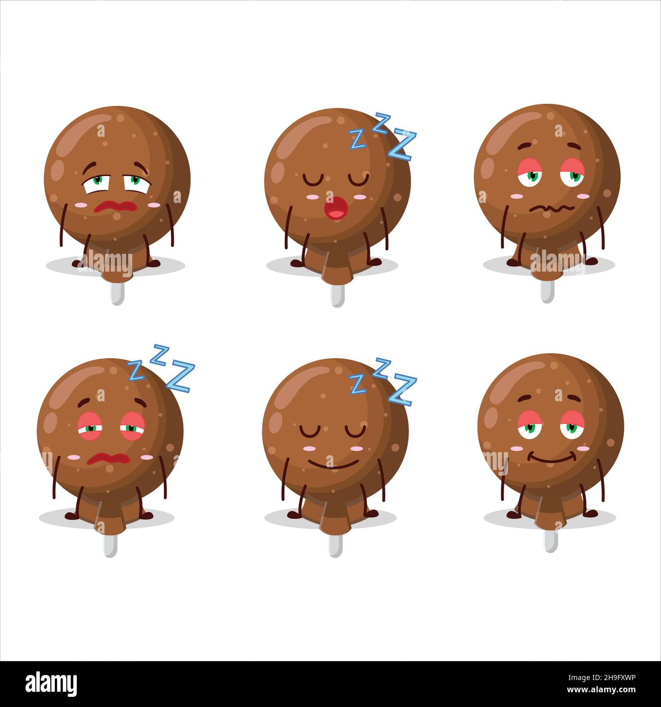 Cartoon character of orange lolipop wrapped with sleepy expression ...
